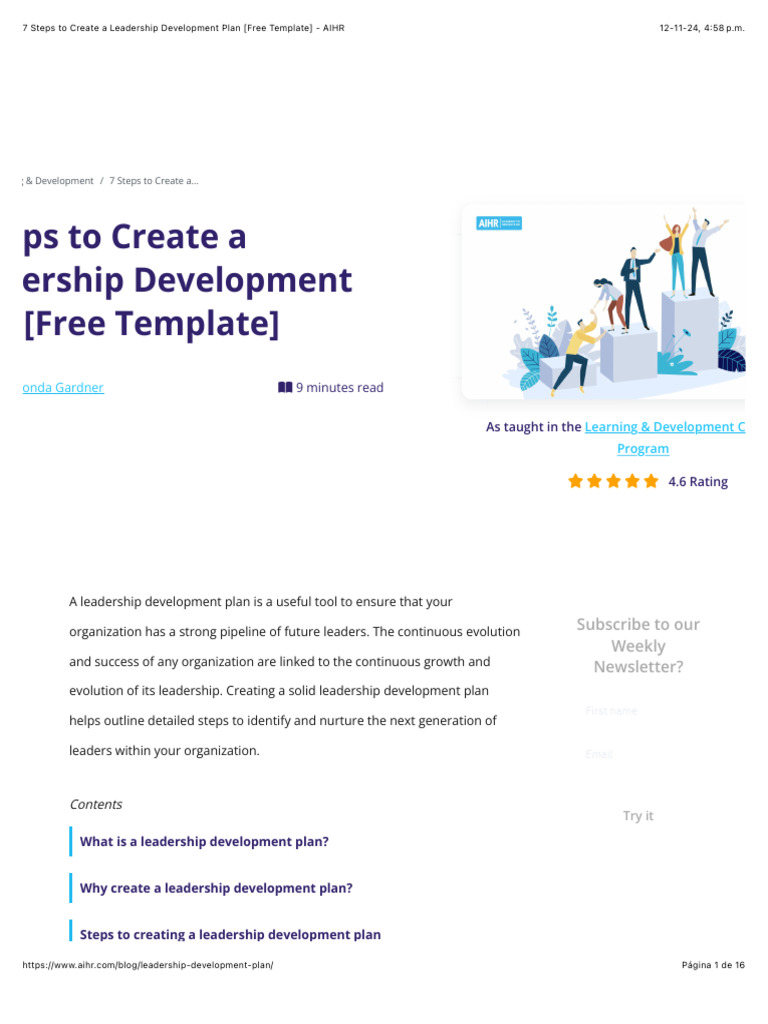 Leadership Development Plan Template | PDF | Leadership | Intelligence