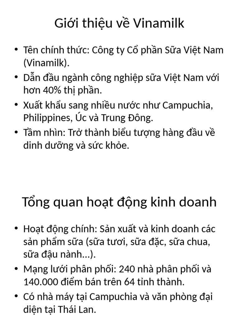 Vinamilk Presentation | PDF