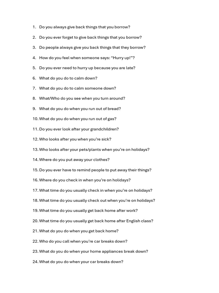 Phrasal Verbs - CHICAGO - Questions For Discussion 2 | PDF