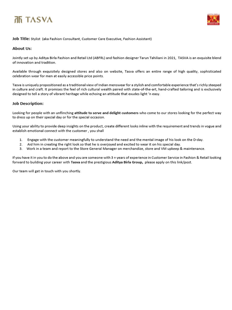 Tasva JD - Store Manager | PDF | Fashion | Marketing