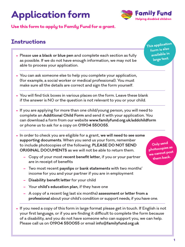 Family Fund Grant Application Guide | PDF | Social Science