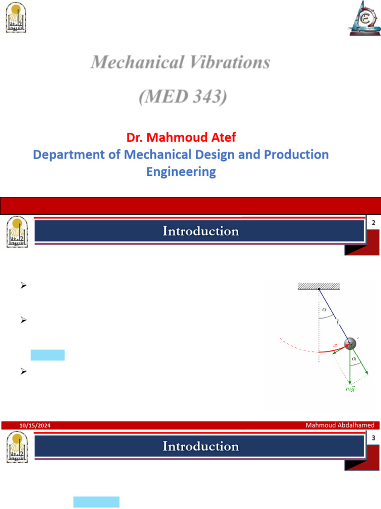 Lecture 1 | PDF | Oscillation | Damping