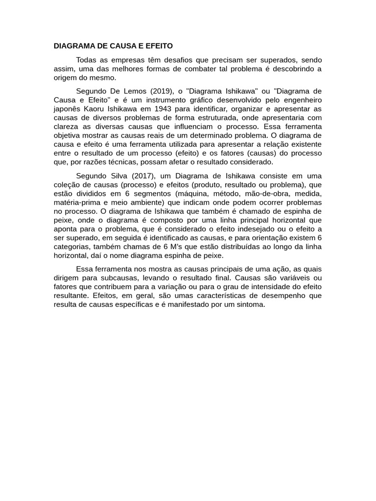 Diagrama de Causa e Efeito | PDF