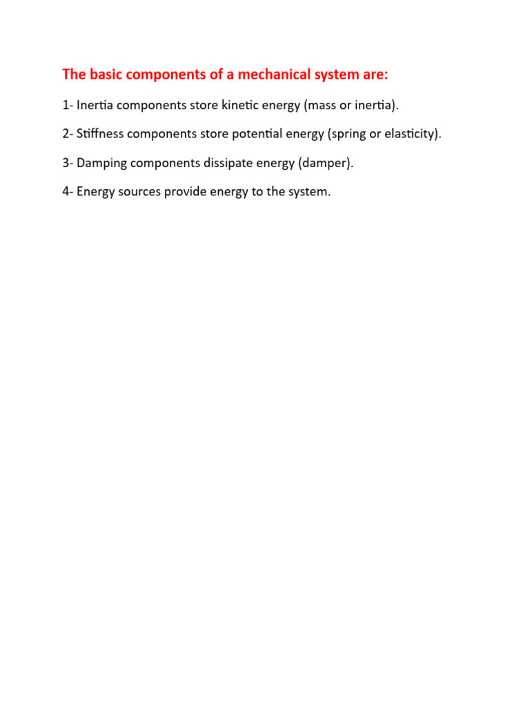 Basic Components of Mechanical Systems | PDF