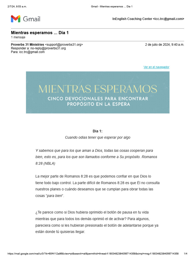 Esperando con Propósito: Día 1 | PDF | Amor | Dios