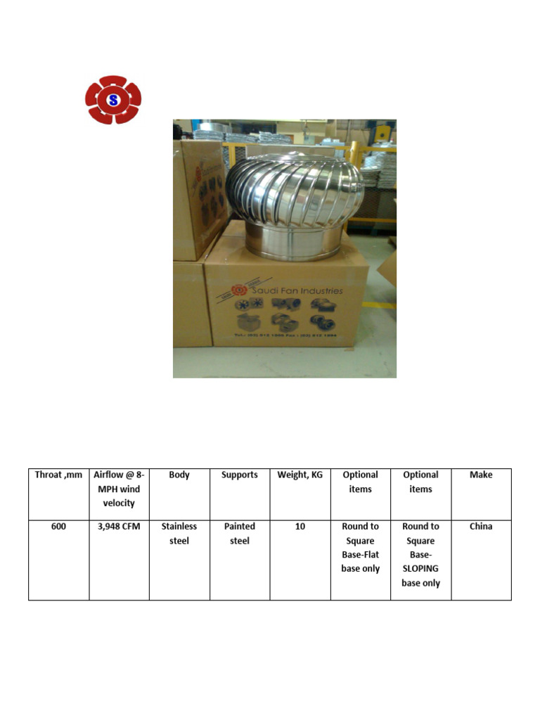 Gravity Vent Model 600 MM | PDF