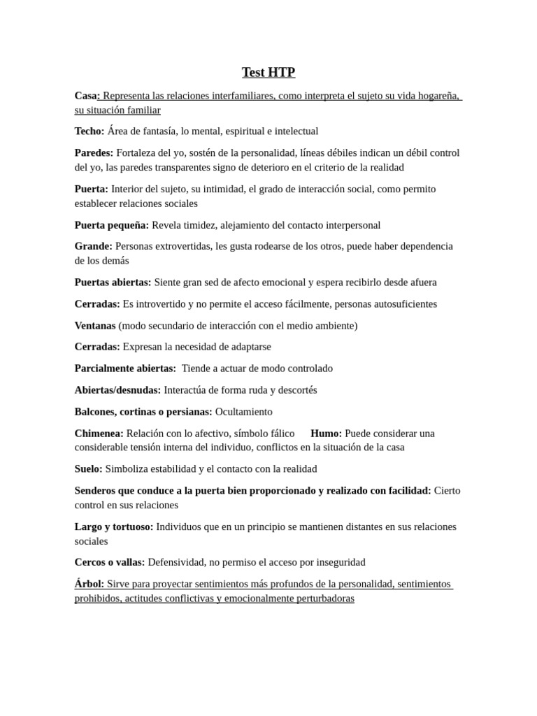 Test HTP y Test de La Familia | PDF | Timidez | Sicología