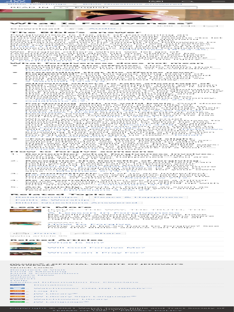 What Is Forgiveness Bible Questions | PDF | Forgiveness | Religious ...