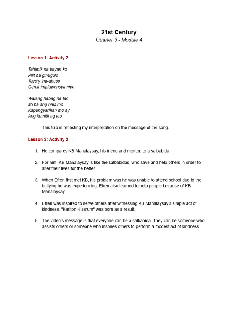 21st Century Module 4 | PDF | Language Arts & Discipline
