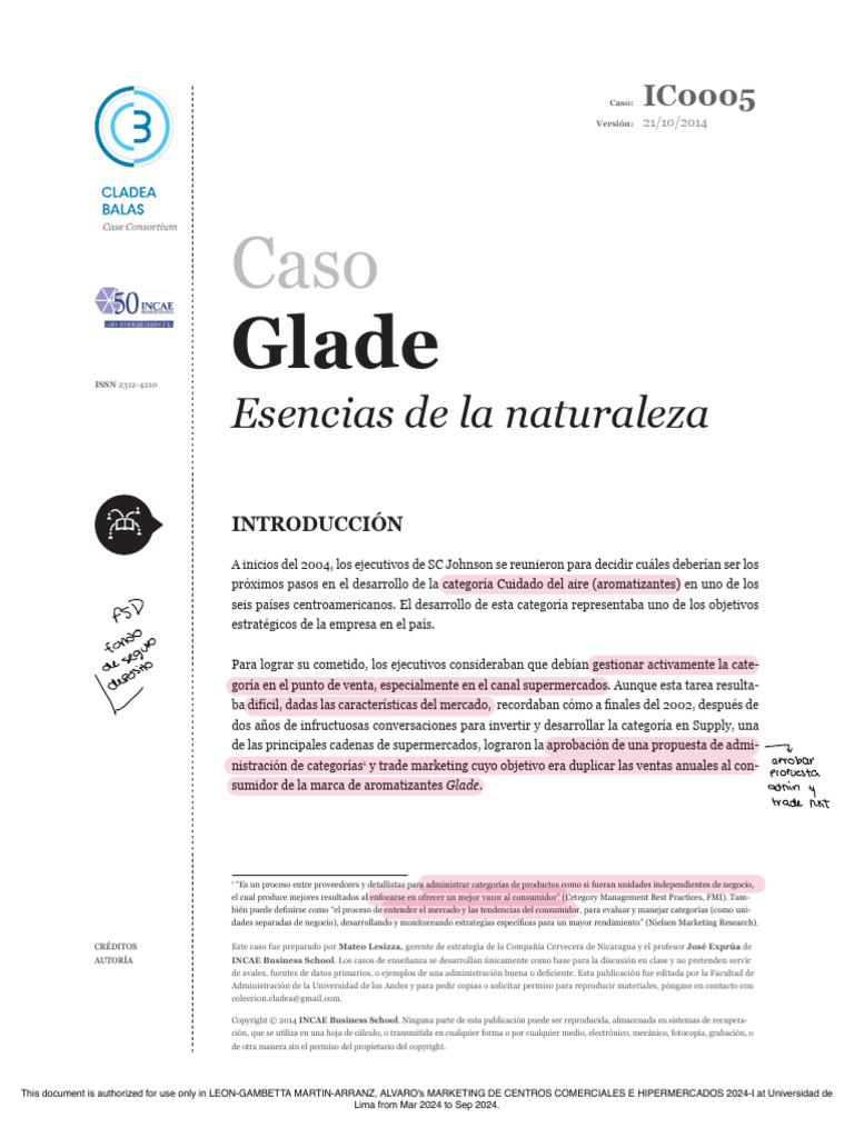 Caso Glade - Aprobado 2024-1-1 | PDF | Supermercado | Marketing