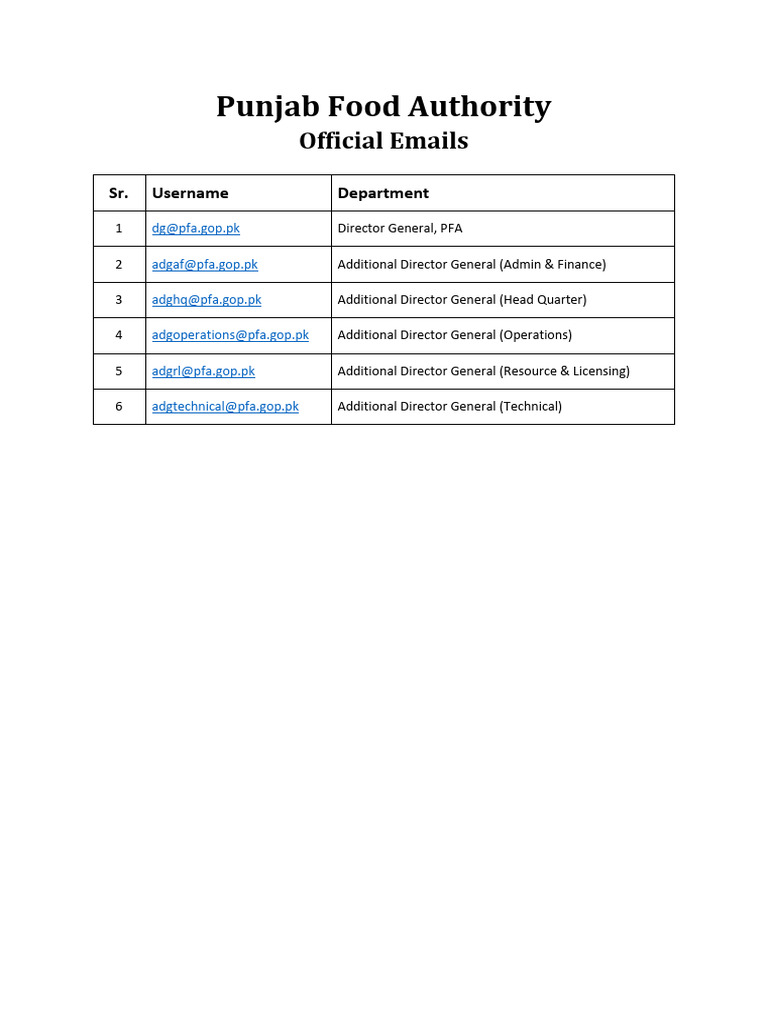 PFA Official Emails | PDF | Business | Computers