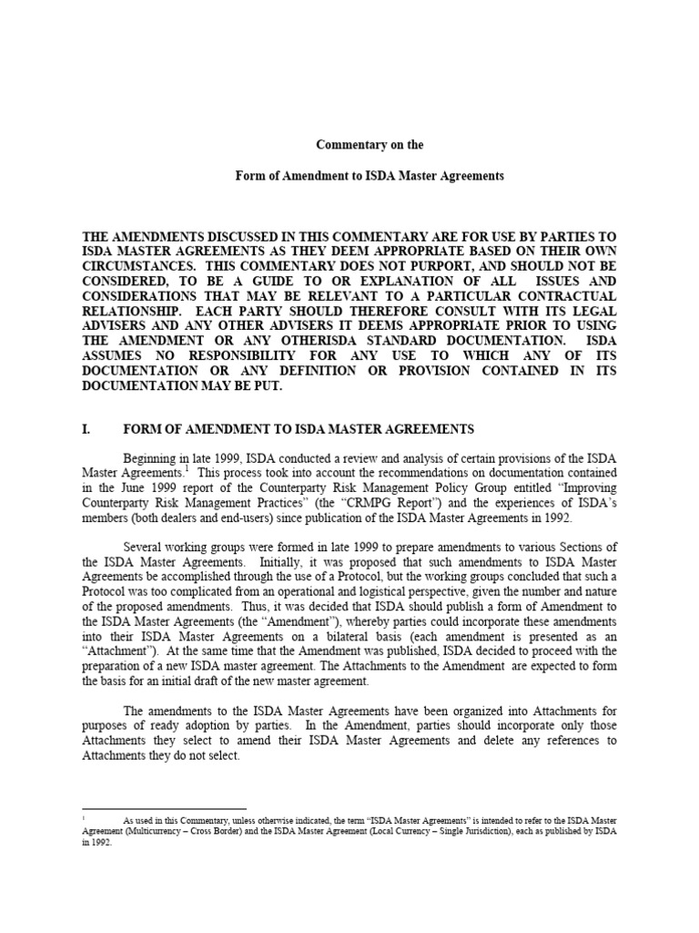 ISDA Master Agreement Amendments | PDF | Repurchase Agreement ...