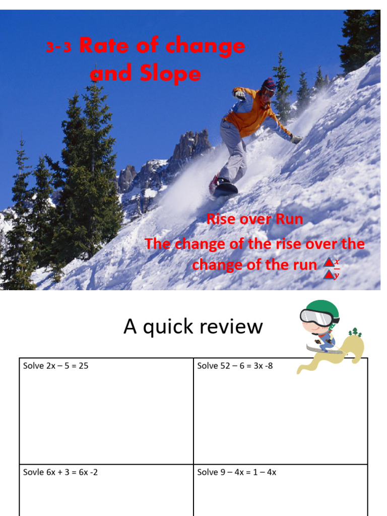 Rate of Change and Slope Practice | PDF | Derivative | Slope