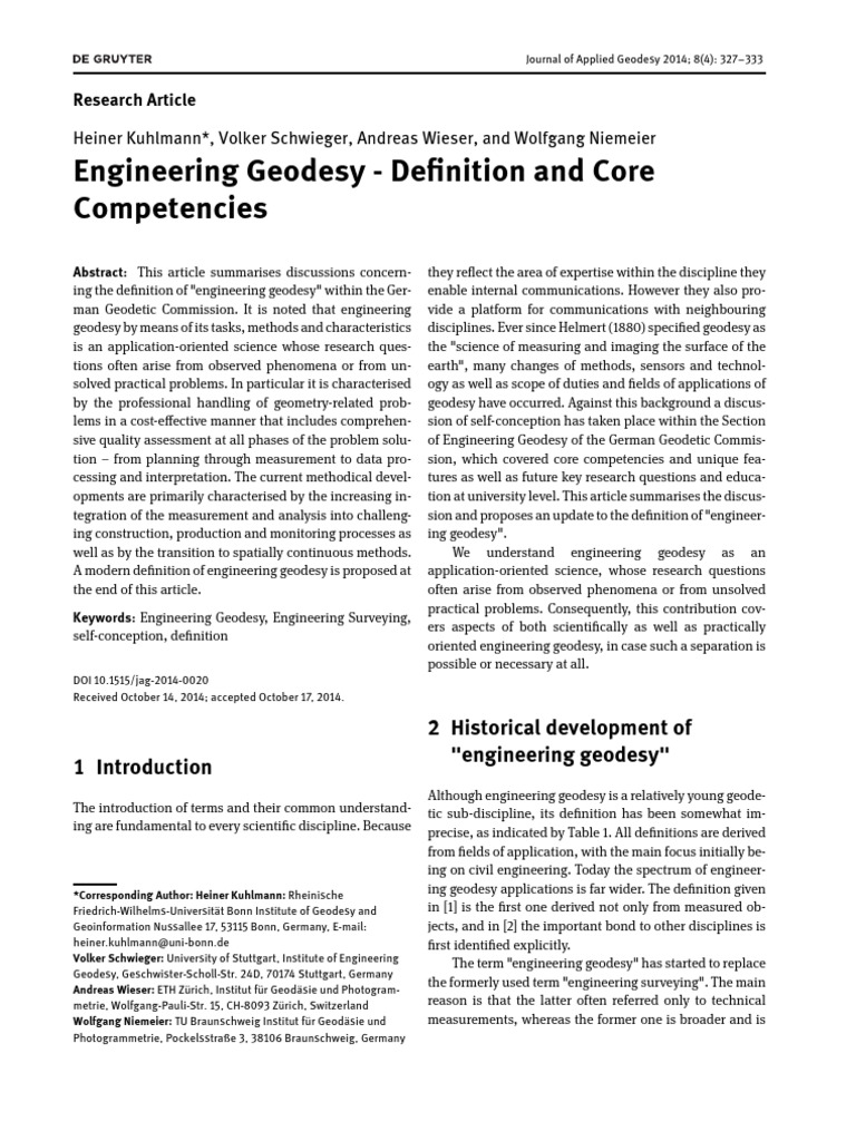 Engineering Geodesy: Definition & Core Skills | PDF | Geodesy | Engineering