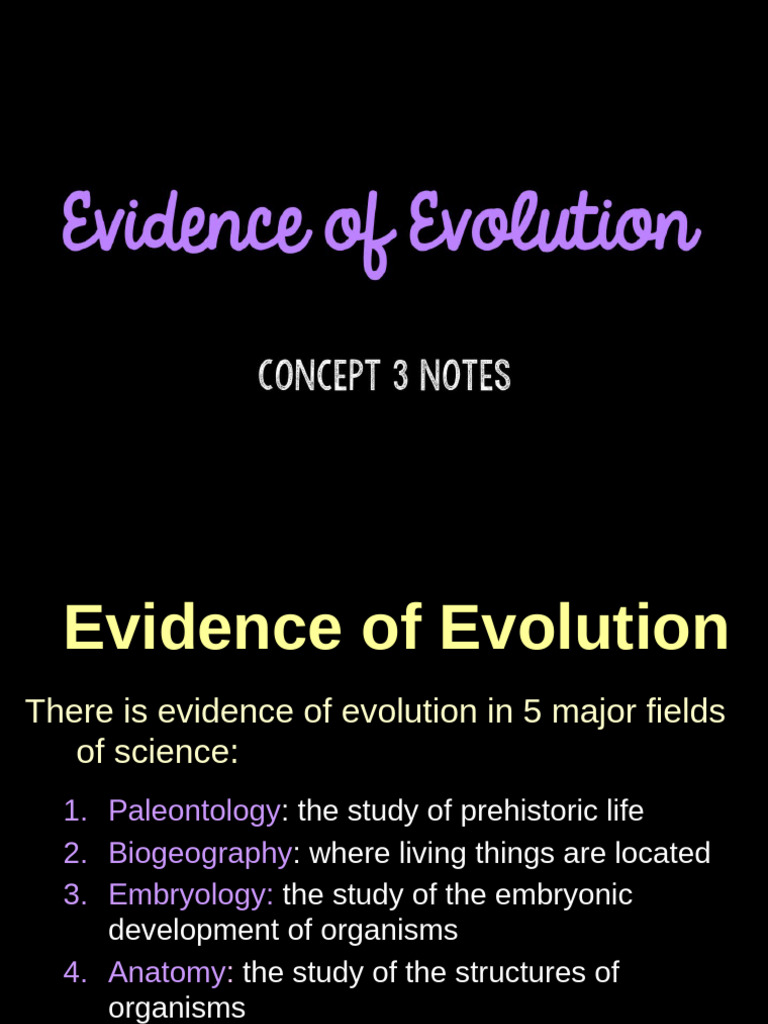 Concept+3+Notes+ +Evidence+of+Evolution | PDF | Evolution | Species