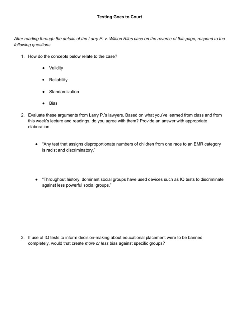 4.3b Testing Goes To Court - Worksheet | PDF | Social Science | Science ...