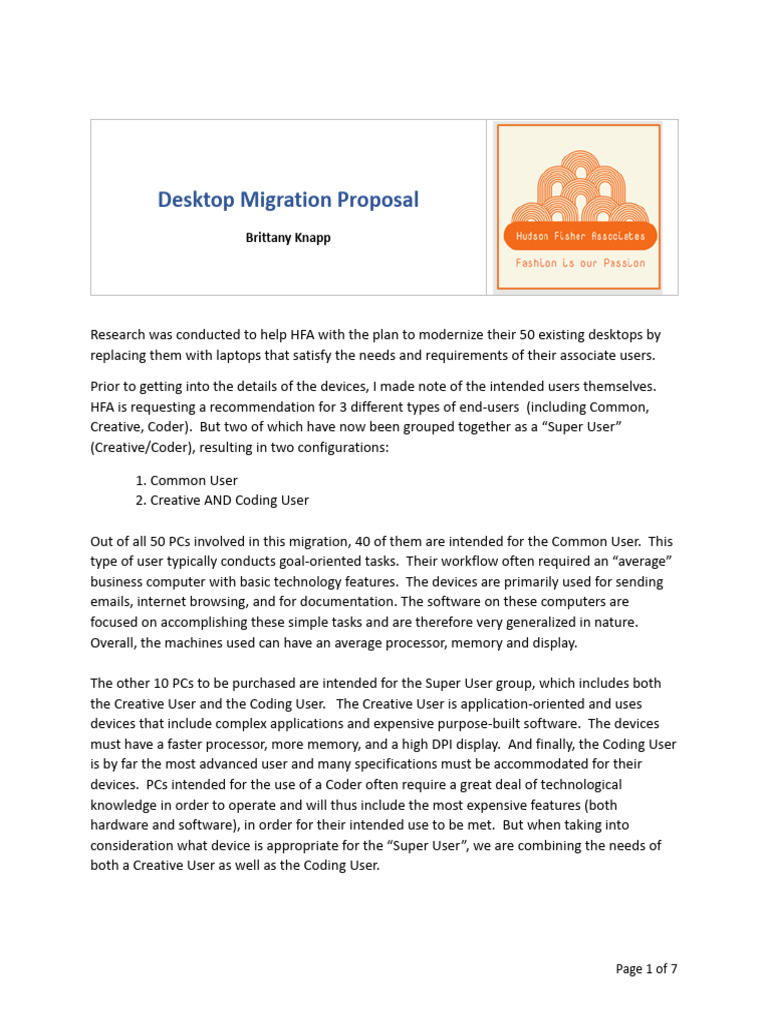 Desktop Migration Proposal | PDF | Laptop | Computer Data Storage