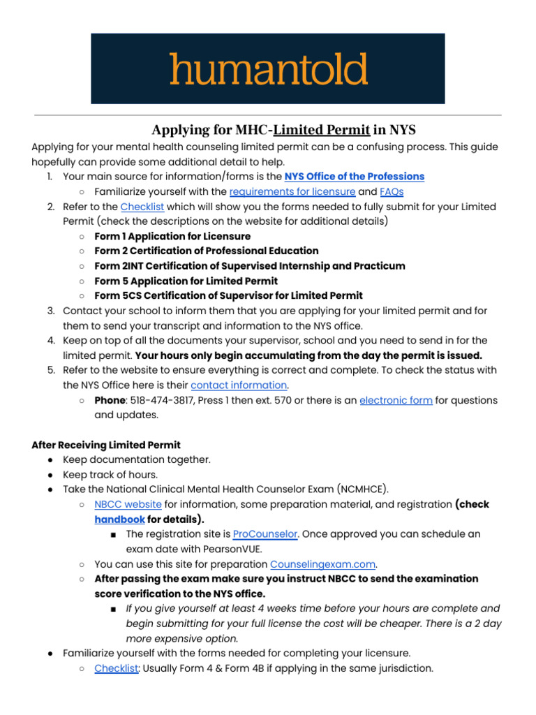 Applying For MHC Limited Permit in NYS MHC LP | PDF | Health Care