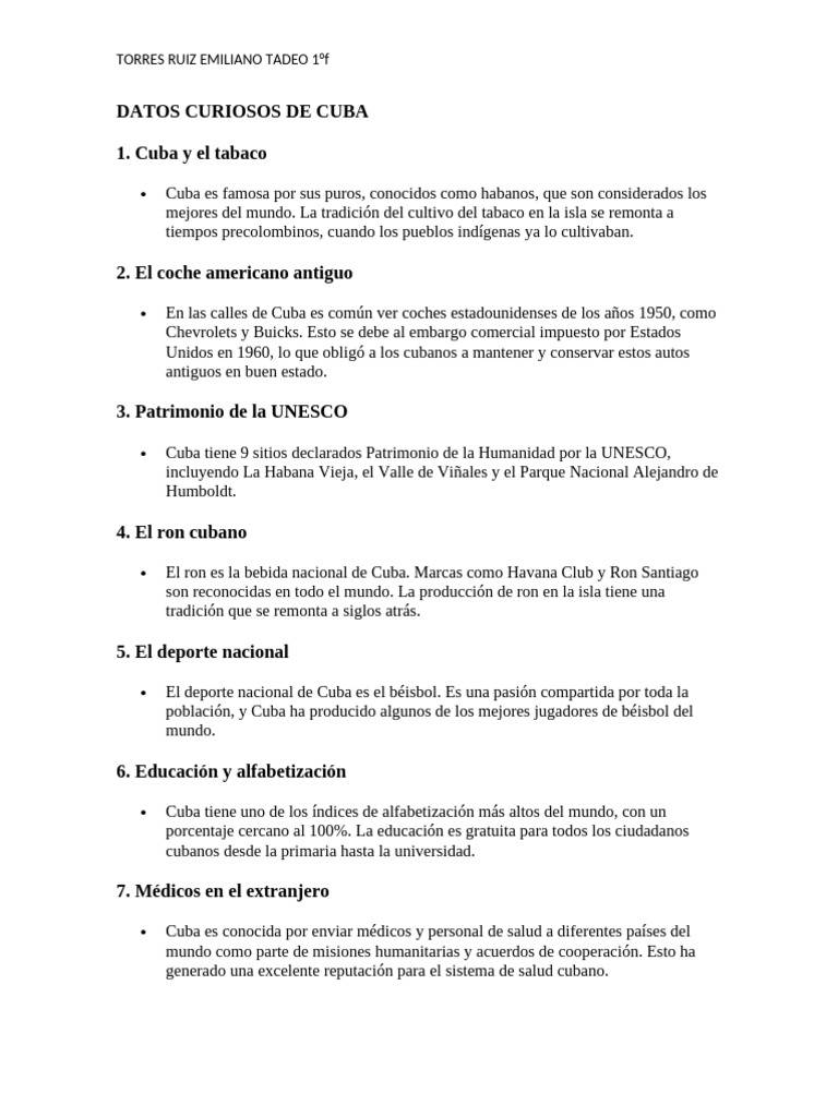 Datos Curiosos de Cuba | PDF | Cuba | Revolución cubana
