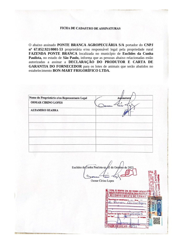 Ficha de Cadastro de Assinaturas | PDF