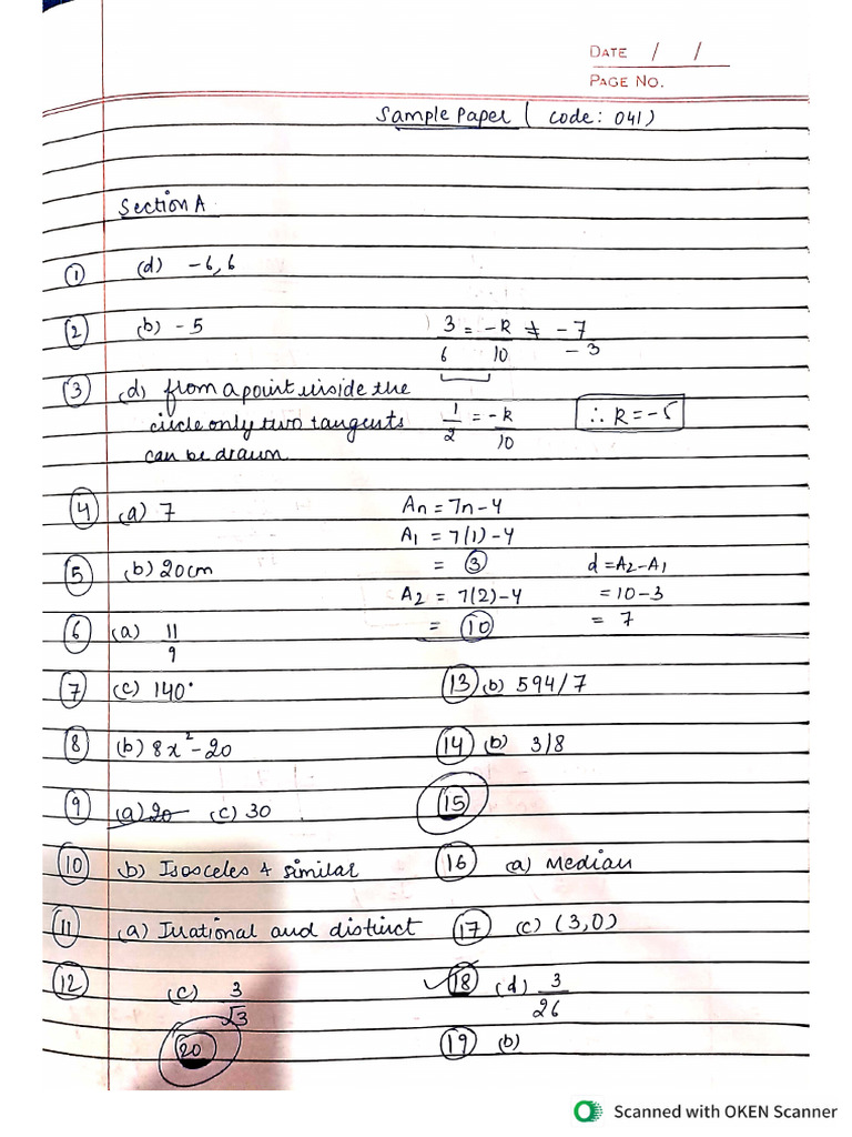 Maths Sample Paper 1 | PDF