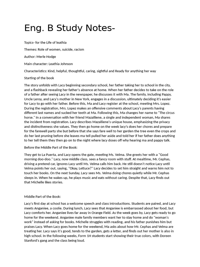 Eng B Study Notes | PDF