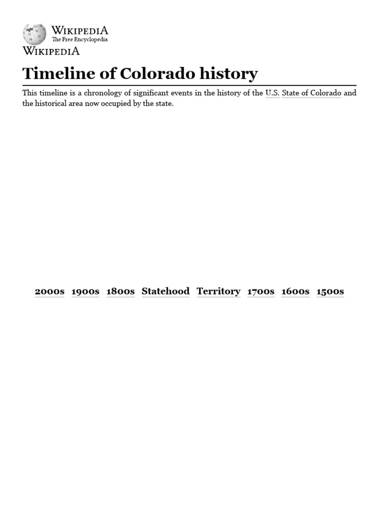 Timeline of Colorado History | PDF | Colorado | Denver