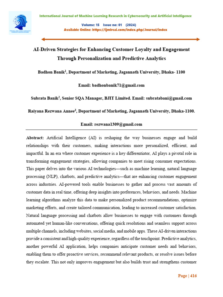 Raiyana Rezwana Annee - AI-Driven Strategies For Enhancing Customer Loyalty and Engagement ...