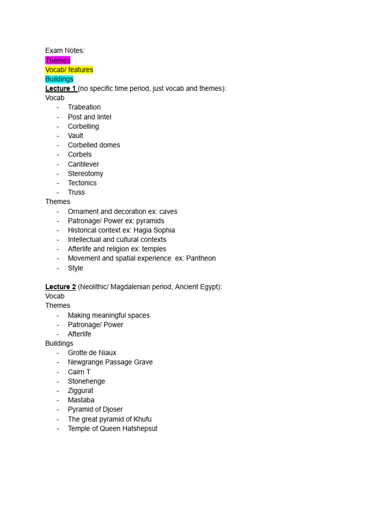 Exam Notes | PDF | Vault (Architecture) | Architectural Elements