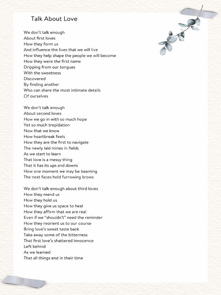 Talk About Love Poem | PDF