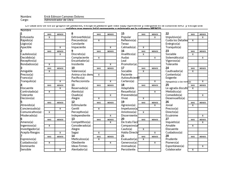 FORMULARIO D Rpta | PDF