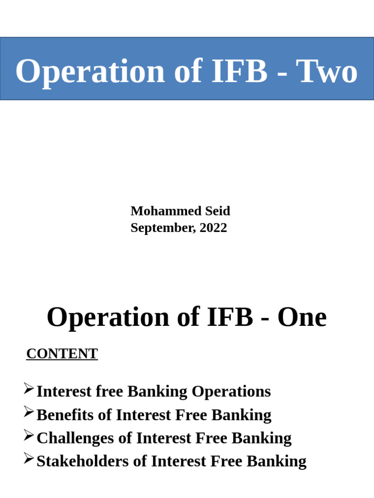 Understanding Interest Free Banking Operations | PDF | Banks | Cheque