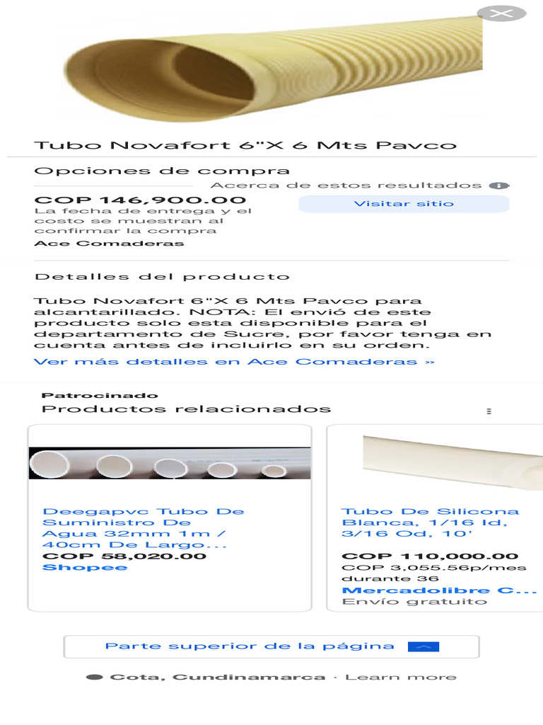 Tubo Novafort 6X 6 Mts Pavco Google Shopping | PDF | Hogar, jardinería ...