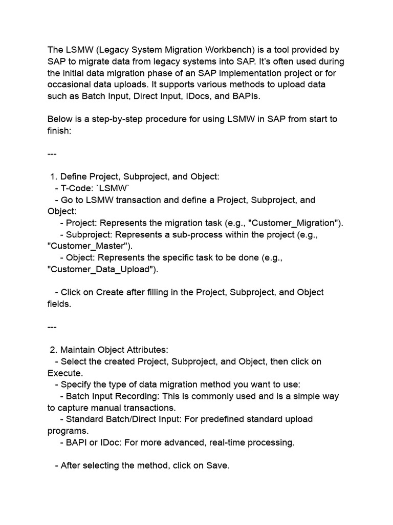 LSMW | PDF | Comma Separated Values | Microsoft Excel