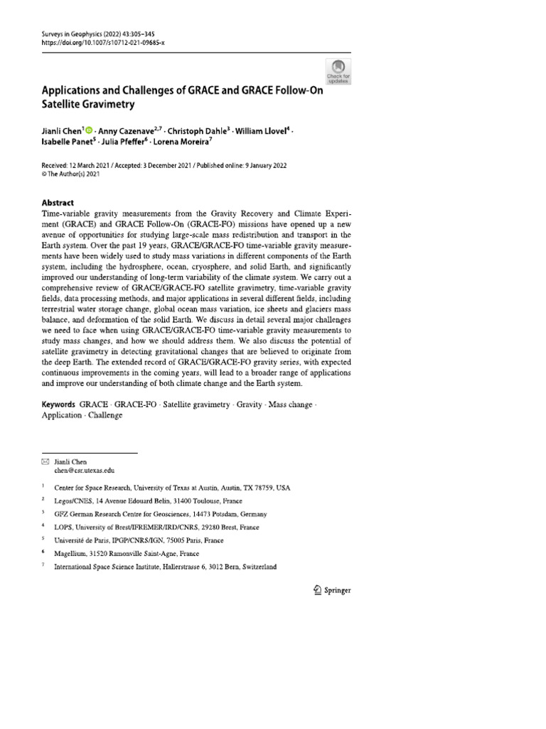 Applications and Challenges of GRACE and GRACE Follow On Satellite ...