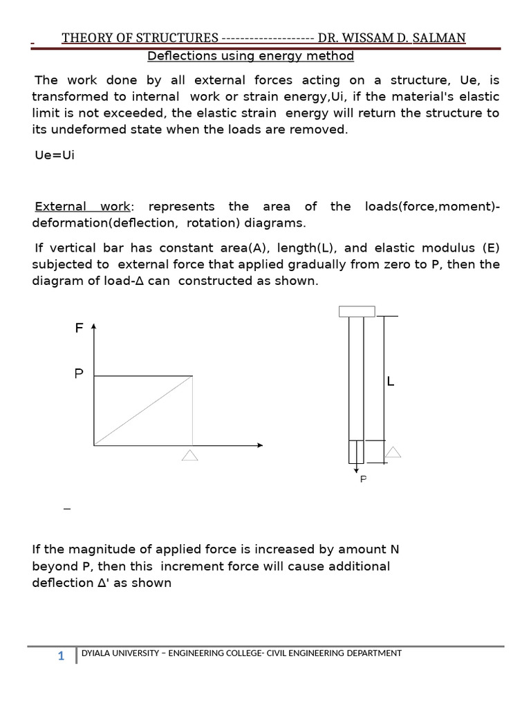 7 - Deflection Energy Method | PDF | Elasticity (Physics) | Mechanics