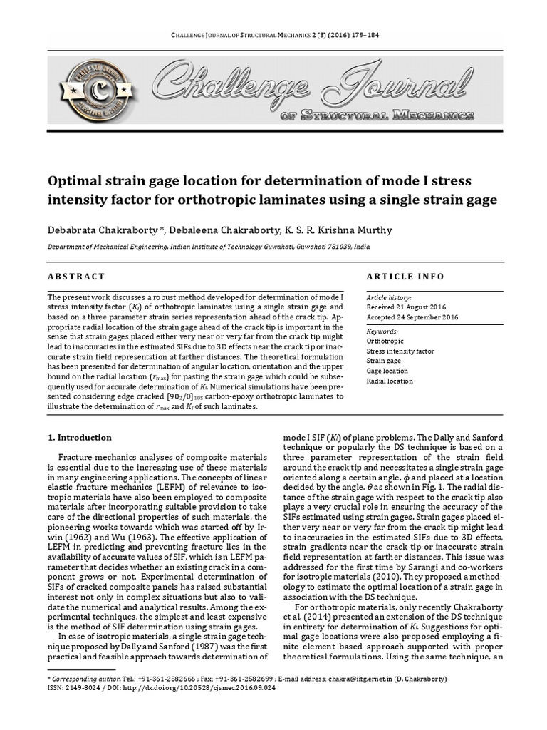 Debaleena Chakraborty, Optimal Strain Gage Location For Determi | PDF | Fracture Mechanics ...