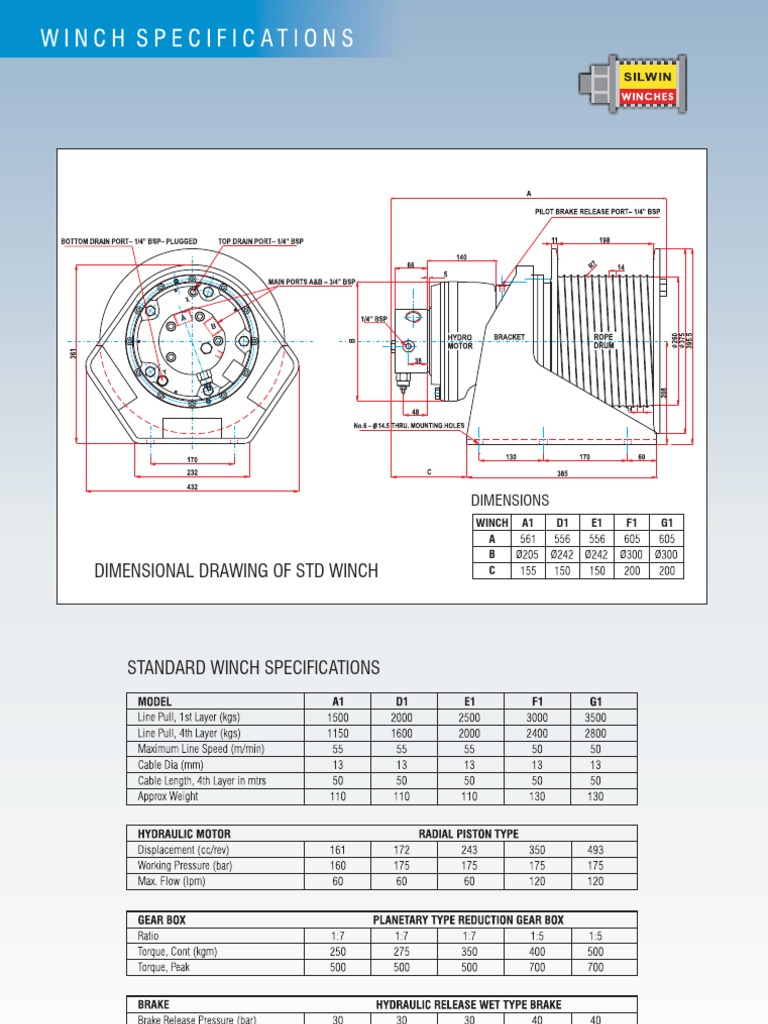 Standard Winch Dimensional Drawing | PDF | Technology & Engineering
