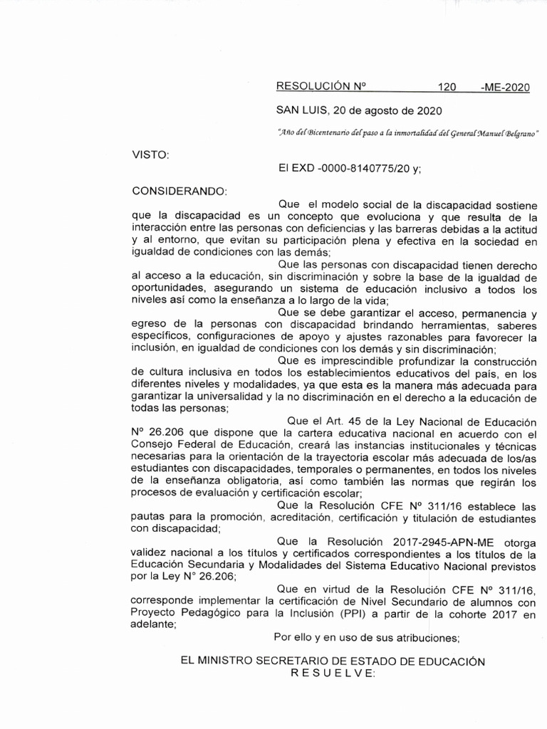 Resolución N º 1202020 - San Luis | PDF