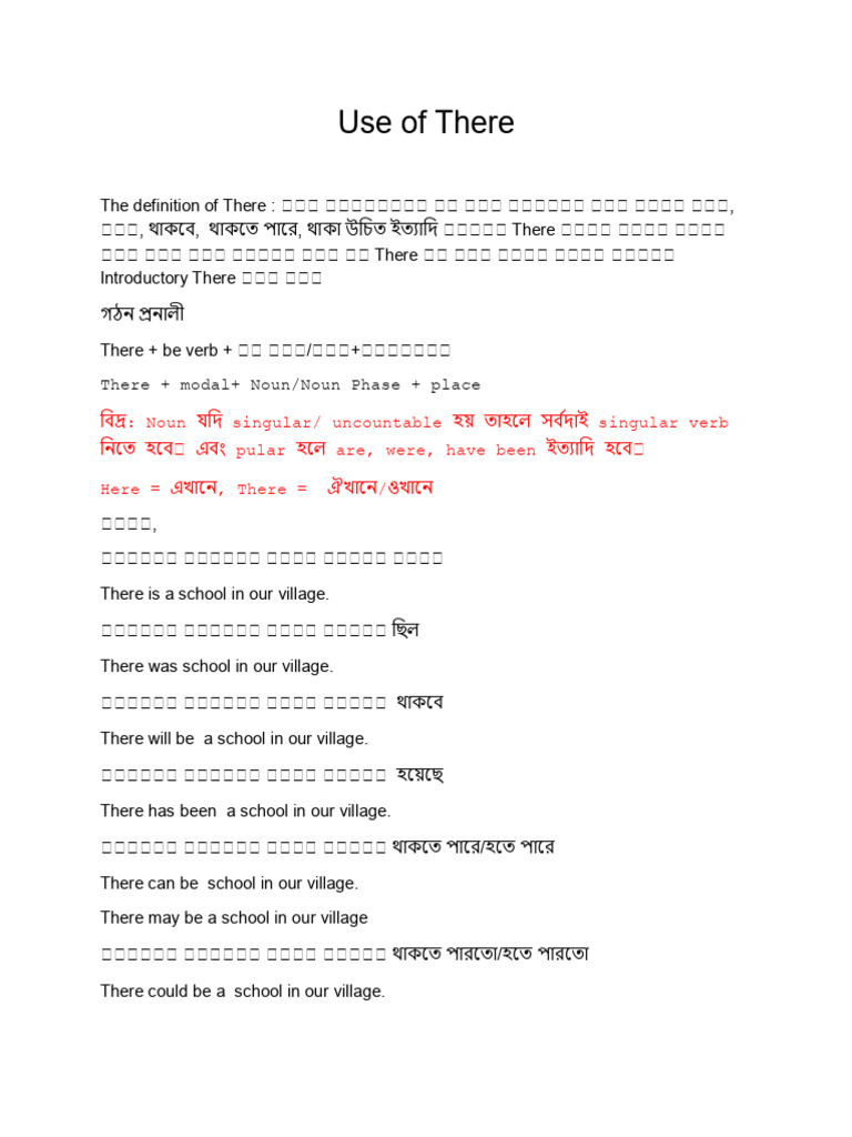 Use of There | PDF