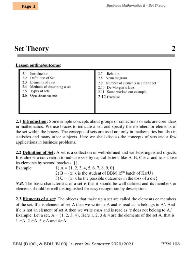 Set Theory | PDF