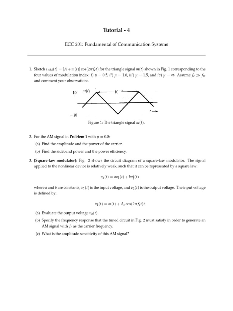 Tutorial 4 | PDF | Detector (Radio) | Modulation