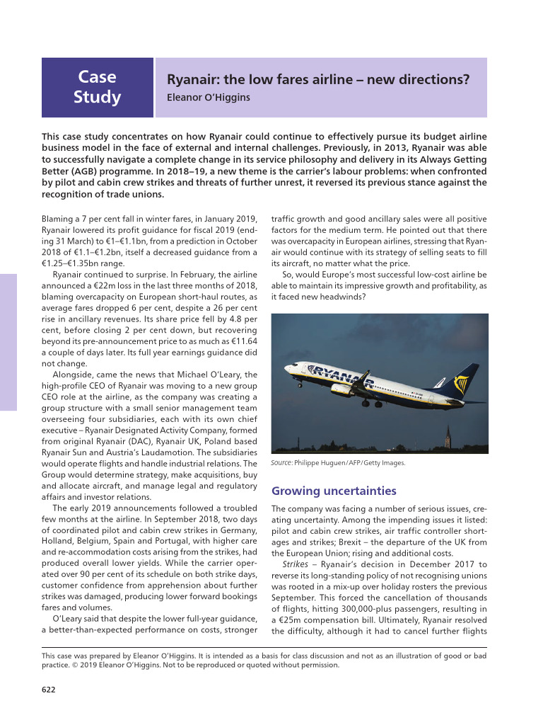 Ryan Air Case Study - Low Cost Focus | PDF | Low Cost Carrier | Airlines