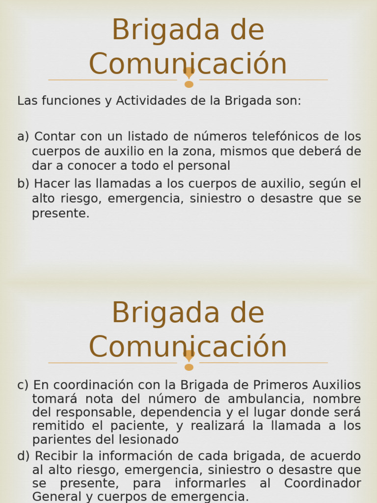 Funciones De La Brigada De Comunicación Pdf