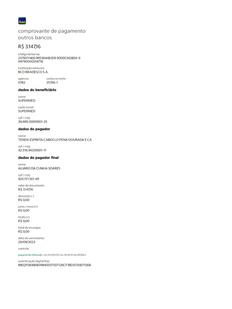Comprovante Plano Saude | PDF
