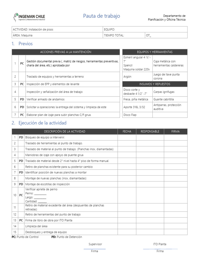 Pauta de Trabajo | PDF