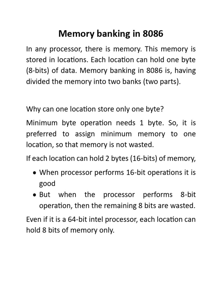Memory Banking in 8086 | PDF | Central Processing Unit | Computing
