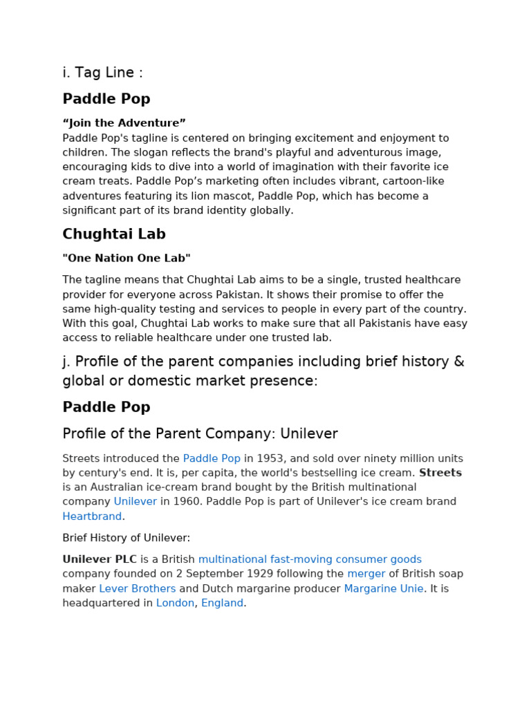 Unilever's Paddle Pop: Adventure Branding | PDF | Unilever | Brand