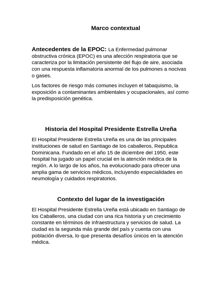 Marco Contextual.. | PDF | Enfermedad pulmonar obstructiva crónica | Hospital