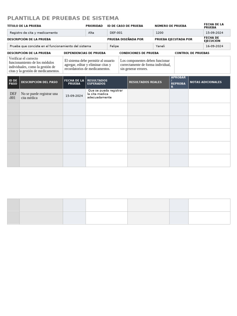 IC Manual Testing Test Case Template 27231 - WORD - ES | PDF ...